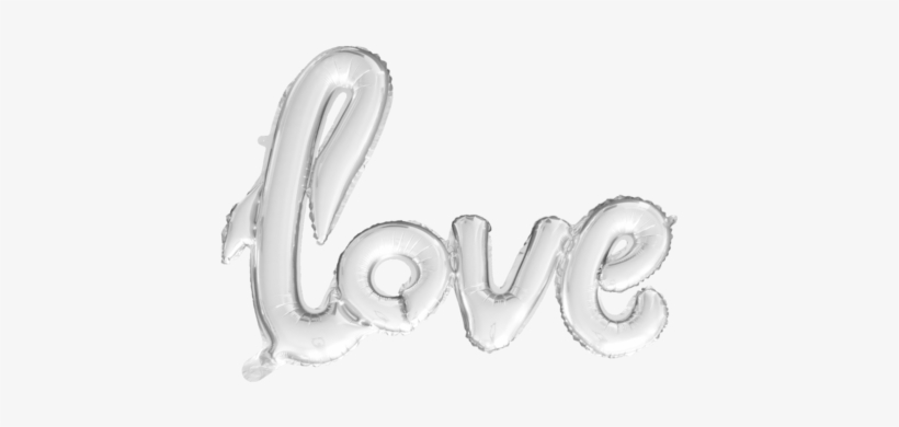 Love Script Balloon - Silver PNG Image | Transparent PNG Free Download ...