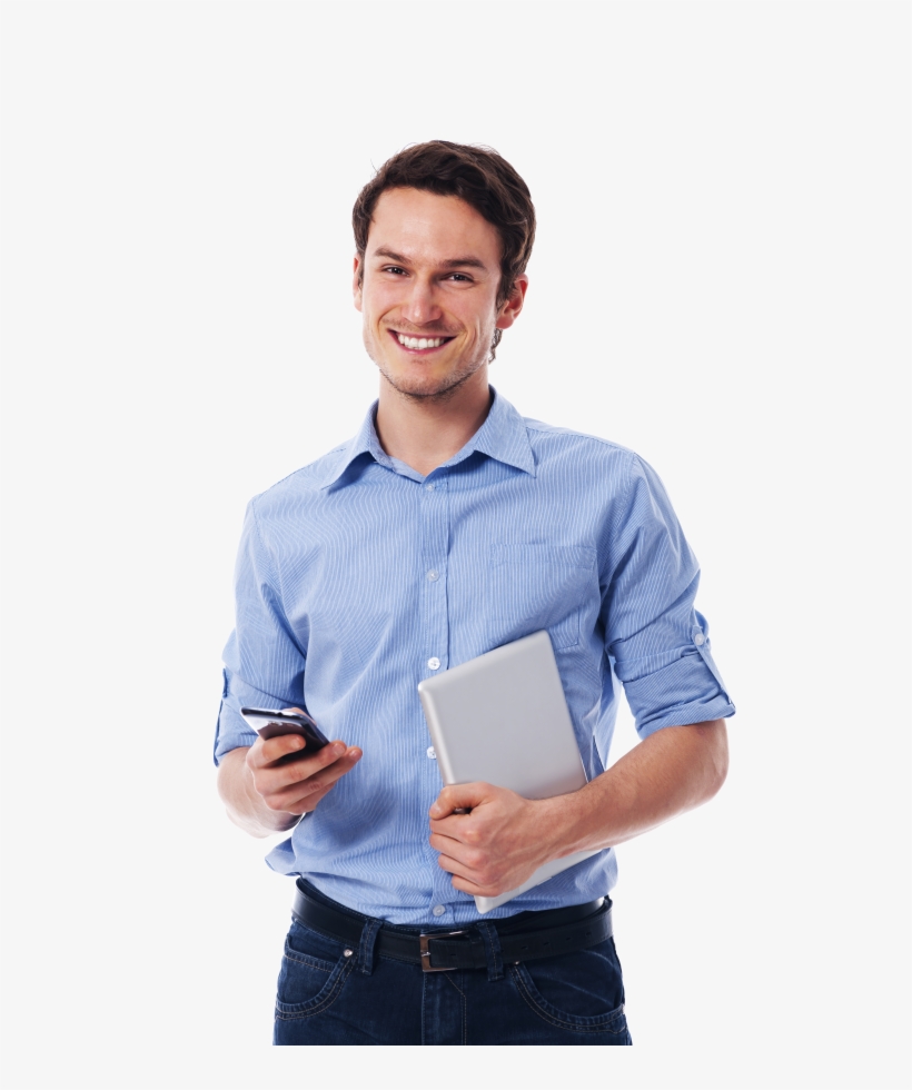 Happy Men Transparent Background Png - Man With Smartphone Png PNG ...