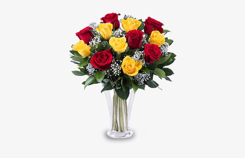 12 Red And Yellow Roses Rose Bouquet Delivery Floraqueen - Rosas Rojas ...