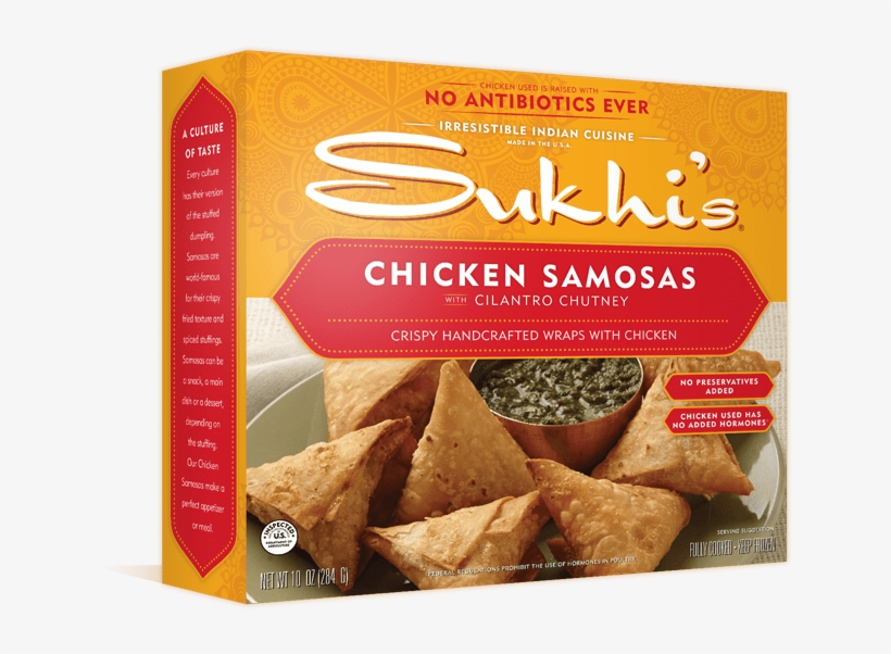 Chicken Samosas - Sukhi's Chicken Samosas - 7 Oz Box PNG Image ...