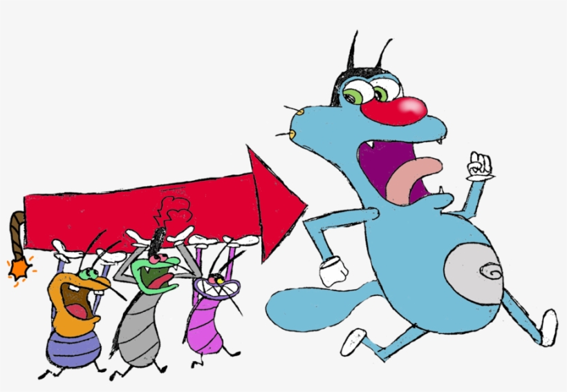 Cockroaches Chasing Oggy - Oggy And Cockroaches Png PNG Image ...