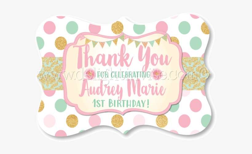 Mint, Gold, And Pink 1st Birthday Birthday Favor Tags - Tag For 1st ...