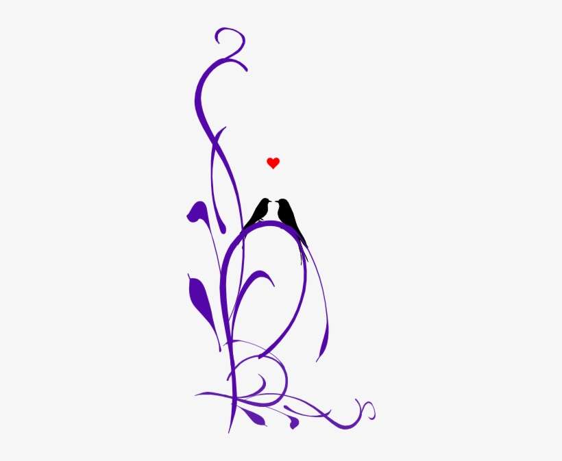 Love Birds On A Branch Clip Art At Clker - Love Birds Clipart Purple ...
