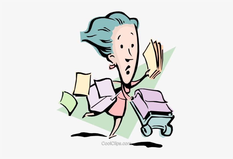 Download Cartoon Lady Running With Papers Royalty Free Vector - Clip ...