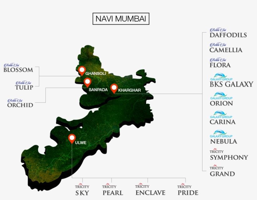Bks Galaxy Realtors - Navi Mumbai Map In Png PNG Image | Transparent ...