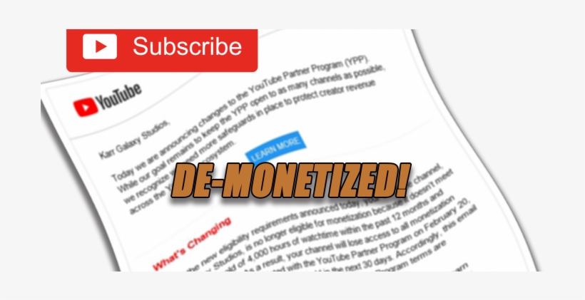 Youtube Partner Changes And Demonetization January - Youtube PNG Image ...