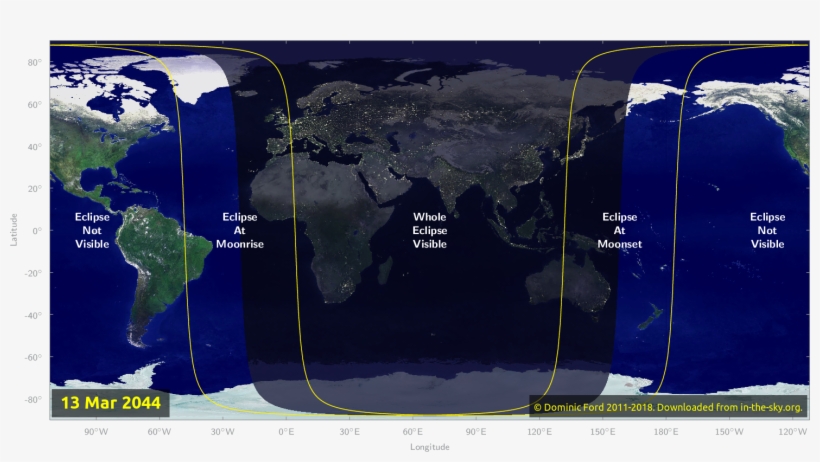 Map Of Where The Eclipse Of March 2044 Will Be Visible - World Map PNG ...