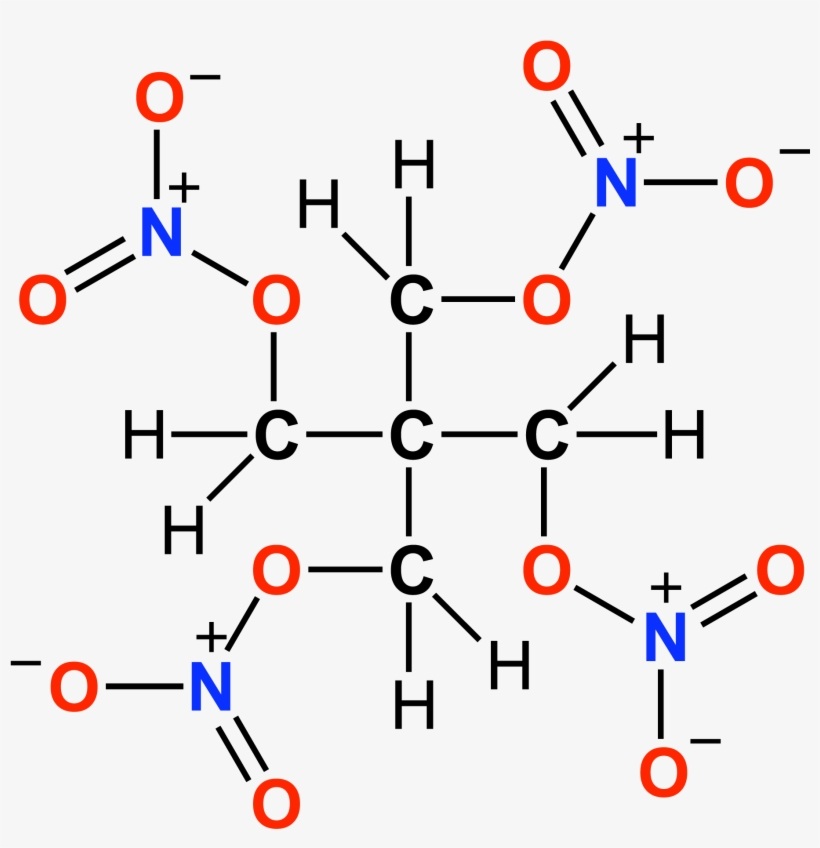 Petn Structural Formula 2d Colour Coded - Chemistry PNG Image ...