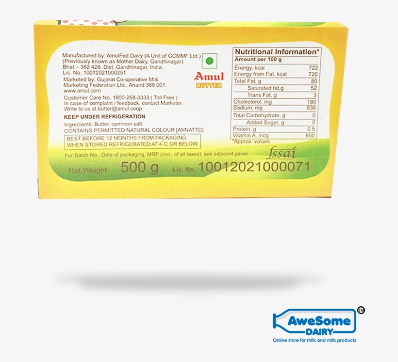 Awesome Dairy Amul Pasteurised Butter 100gm Image 3 - Label PNG Image ...
