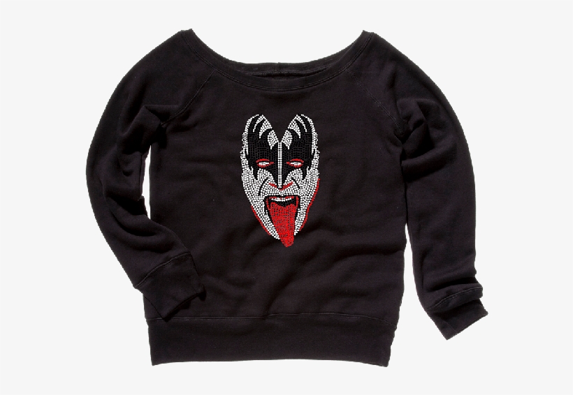 Demon Bling Crystal Slouchy Fleece Sweater - Kiss Demon Bling Crystal ...