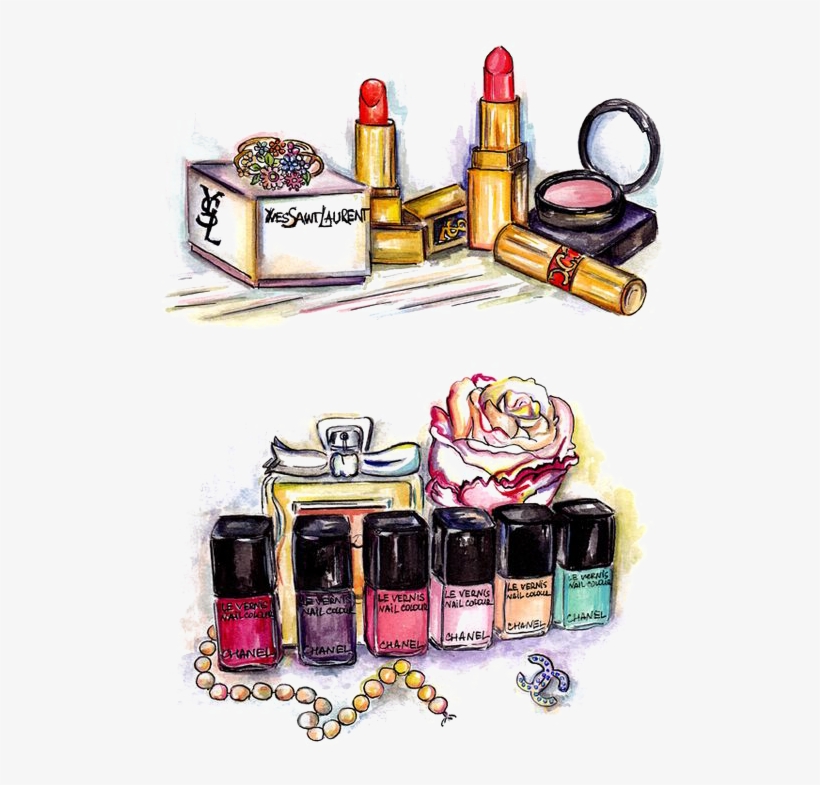 Cosmetics Drawing Watercolor Painting Lipstick Illustration - Make Up ...