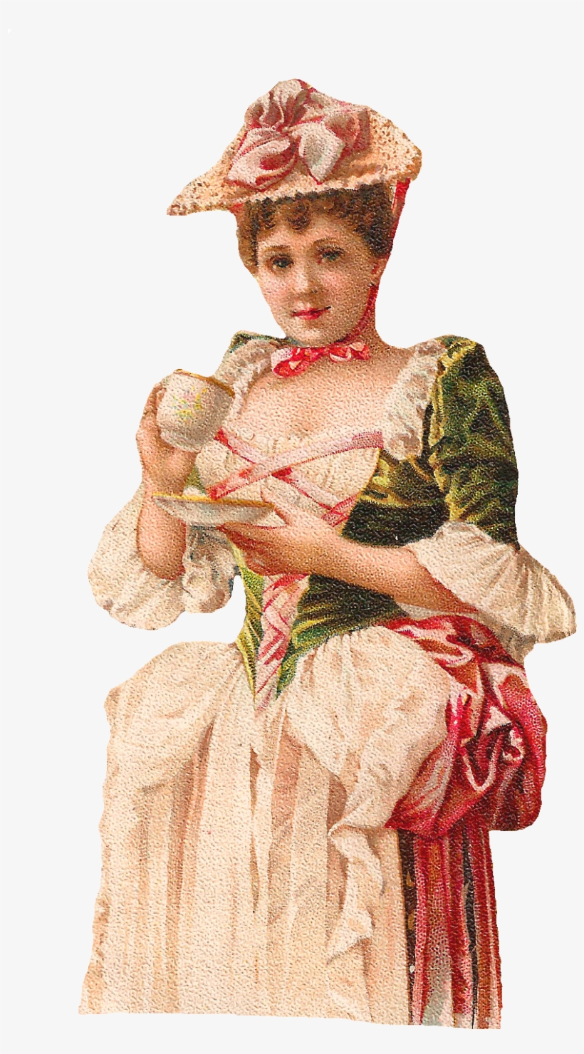 Woman Drinking Tea Clip Art - Victorian Lady Drinking Tea Png PNG Image ...