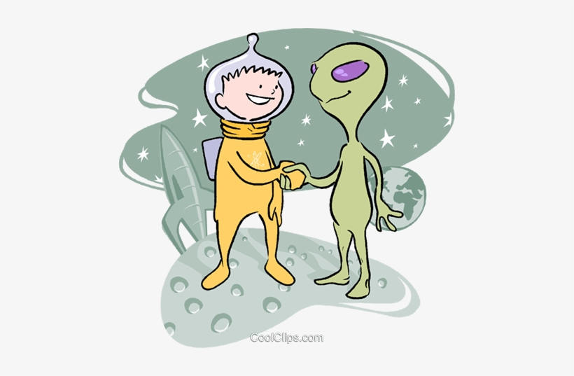Alien Shaking Hands With An Astronaut Royalty Free - Astronaut And ...