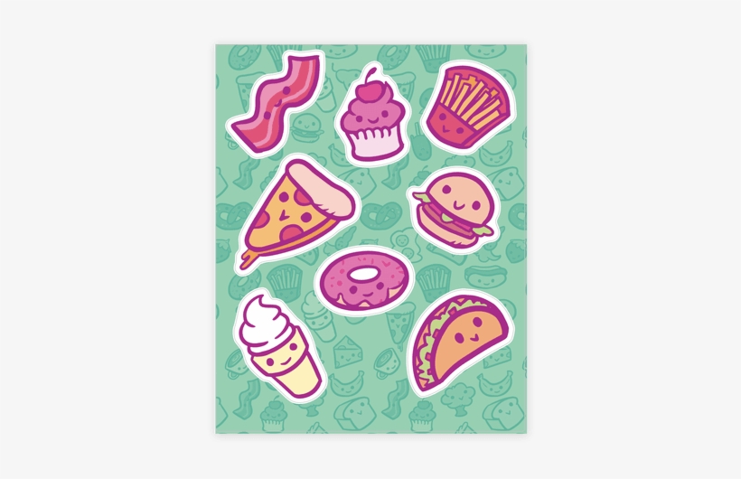 Download Cute Foods Sticker/decal Sheet - Cute Stickers Of Foods ...