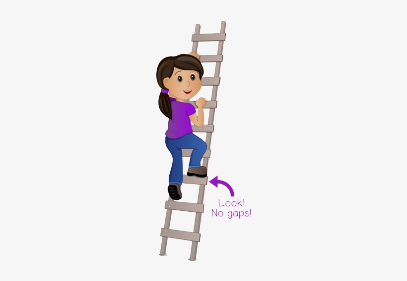 Download Cartoon Girl Climbing Ladder With No Gaps - Clip Art ...