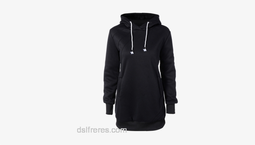 Women Casual Long Sleeve Drawstring Hoodie Dress - Hoodie Dress Black ...