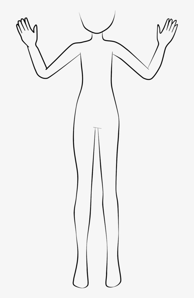 Download Hand On Girls Head Base Lineart Png Full Body Base - Hand ...