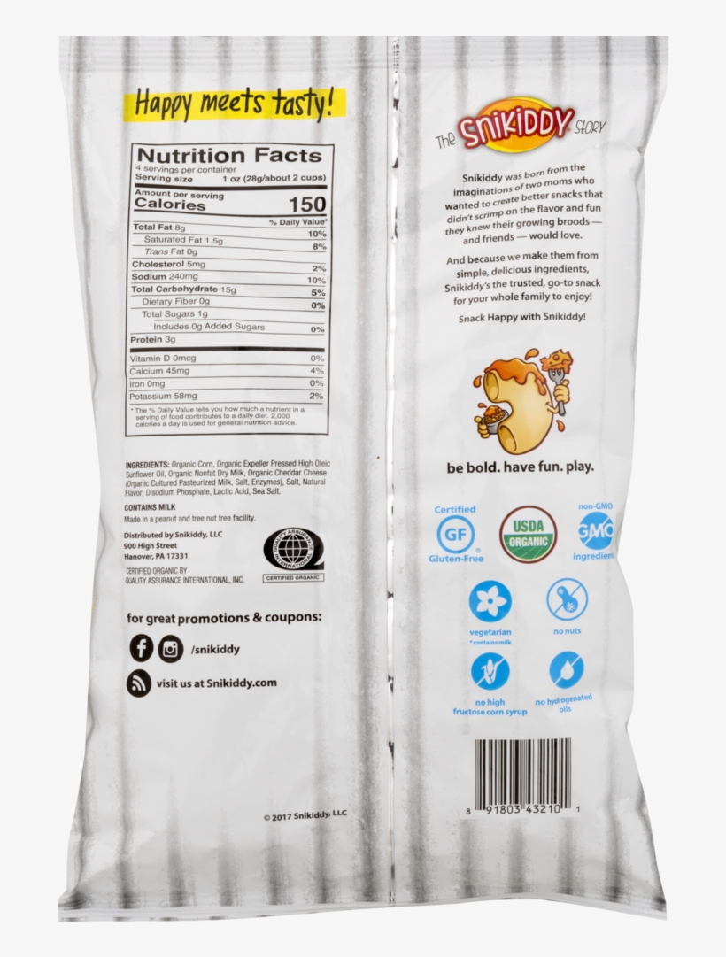 Snikiddy Organic Baked Puffs, Mac 'n Cheese - Baking PNG Image ...