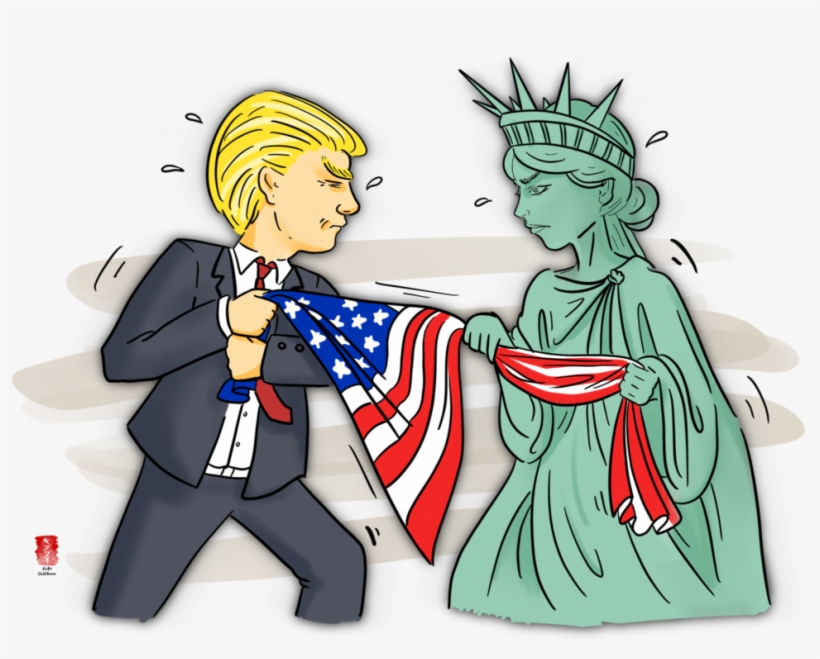 Illustration Shows Trump And The Statue Of Liberty - Statue Of Liberty ...