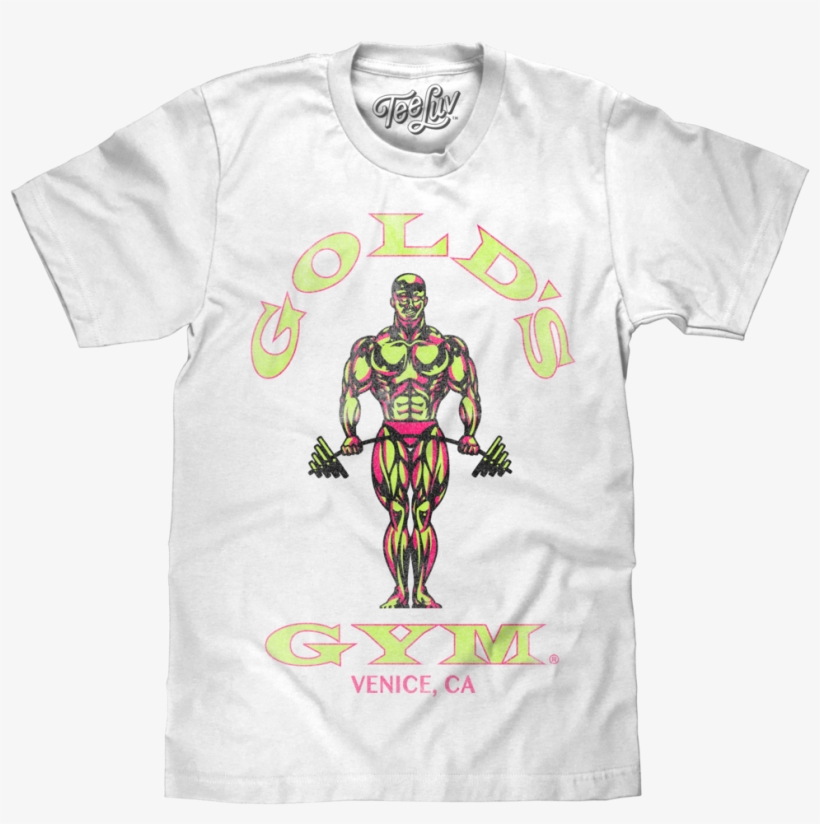 Gold's Gym Neon Strongman - Sriracha Tee Shirt White PNG Image ...