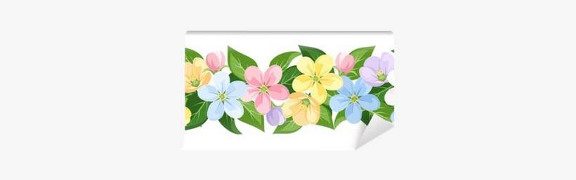 Vector Horizontal Seamless Background With Colorful - Flower PNG Image ...