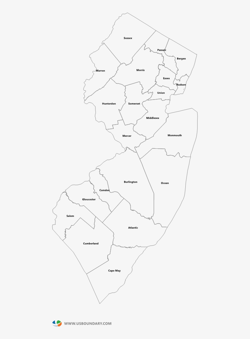 New Jersey Counties Outline Map - New Jersey State Outlines Png PNG ...