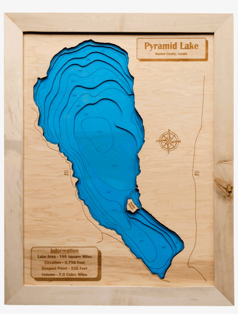 Pyramid Lake 3d Map 26" X 20" - Pyramid Lake Topograph PNG Image ...