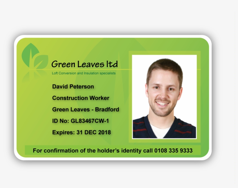 Download View Larger Image Colourful Green Leaves Id Card Sample - Uk ...