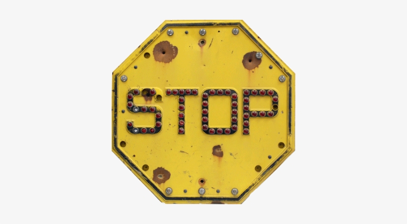 Yellow Stop Sign With Red Cataphotes - Vintage Traffic Sign Png PNG ...