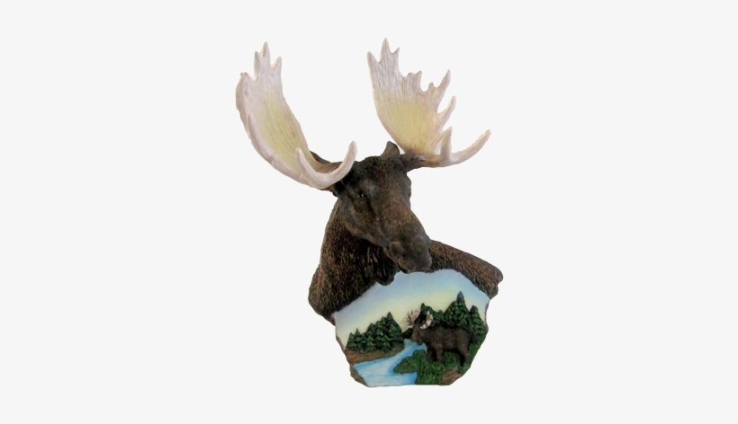 Moose Bust With Moose Scene 7"h 2 Pc Min - Sculpture PNG Image ...