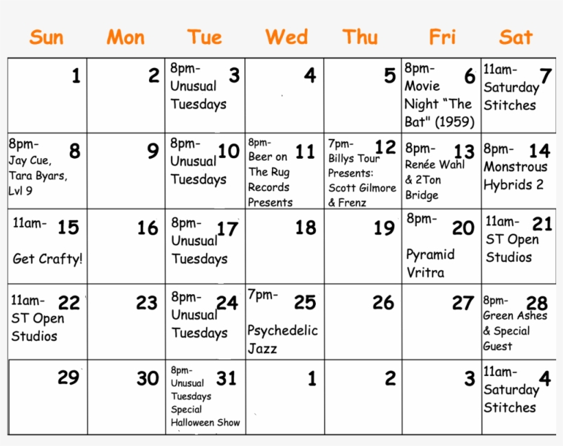 Download Calendar Template October Png - Calendar | Transparent PNG ...
