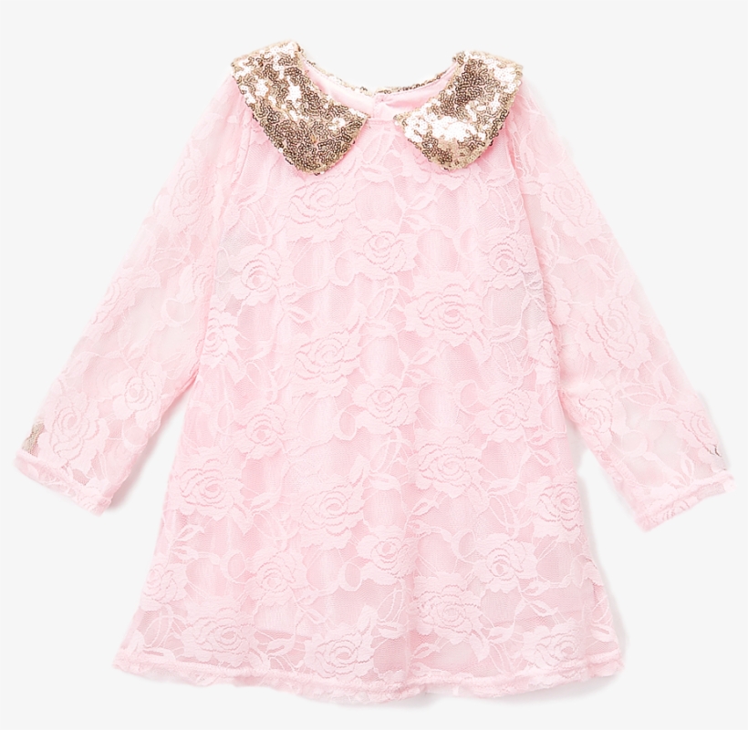 Pink Lace Glitter Collared Shift Dress - Blouse PNG Image | Transparent ...