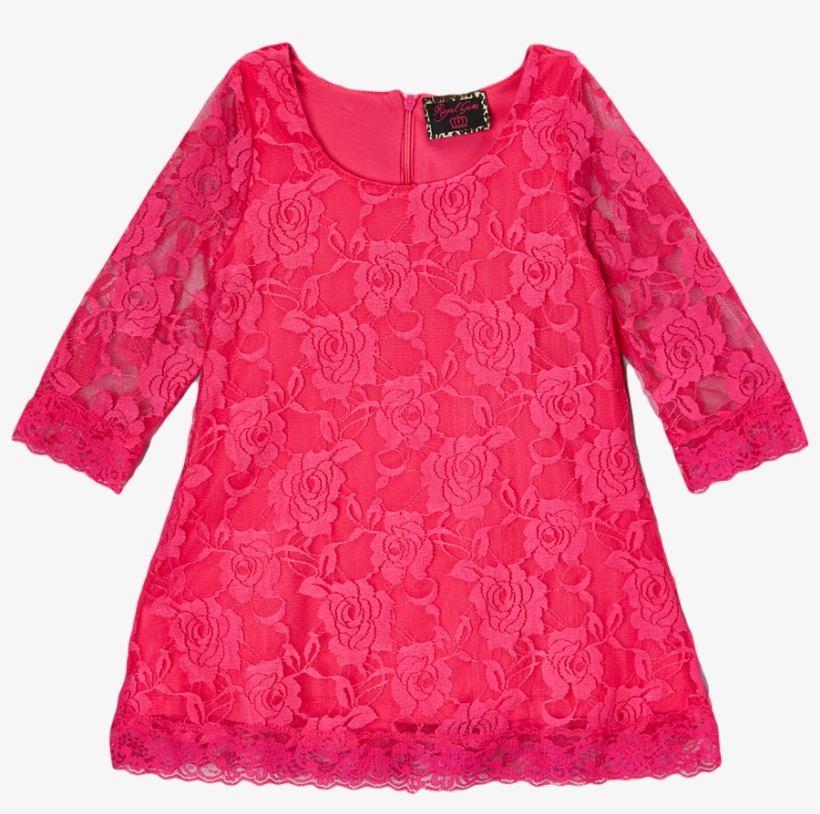 Hot Pink Lace Overlay Girls Dress - Clothing PNG Image | Transparent ...