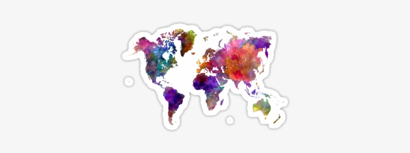 Quotworld Map In Watercolor Quot Stickers By Paulrommer - World Map PNG ...