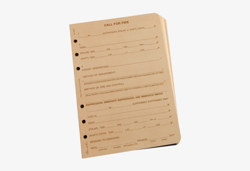 Call For Fire Loose Leaf - Call For Fire Sheet Army PNG Image ...