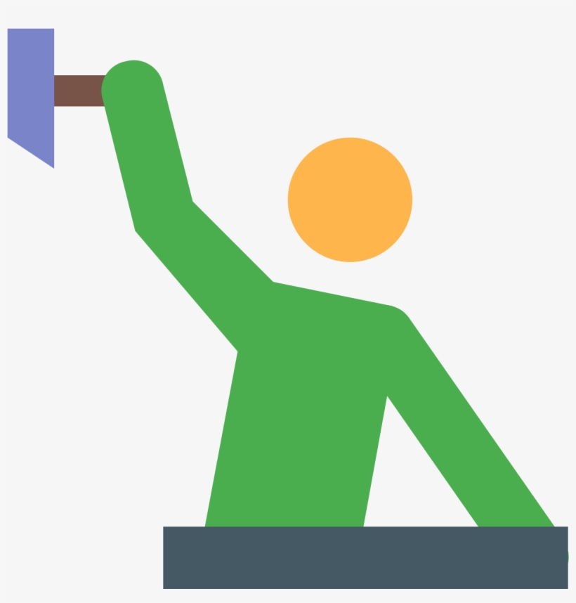 Representation Of A Man Hitting A Board With A Hammer - Construction ...
