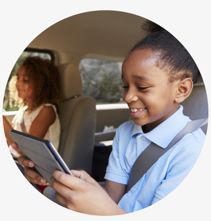 Children Using Digital Devices On Car Journey Plzthyq - Girl PNG Image ...