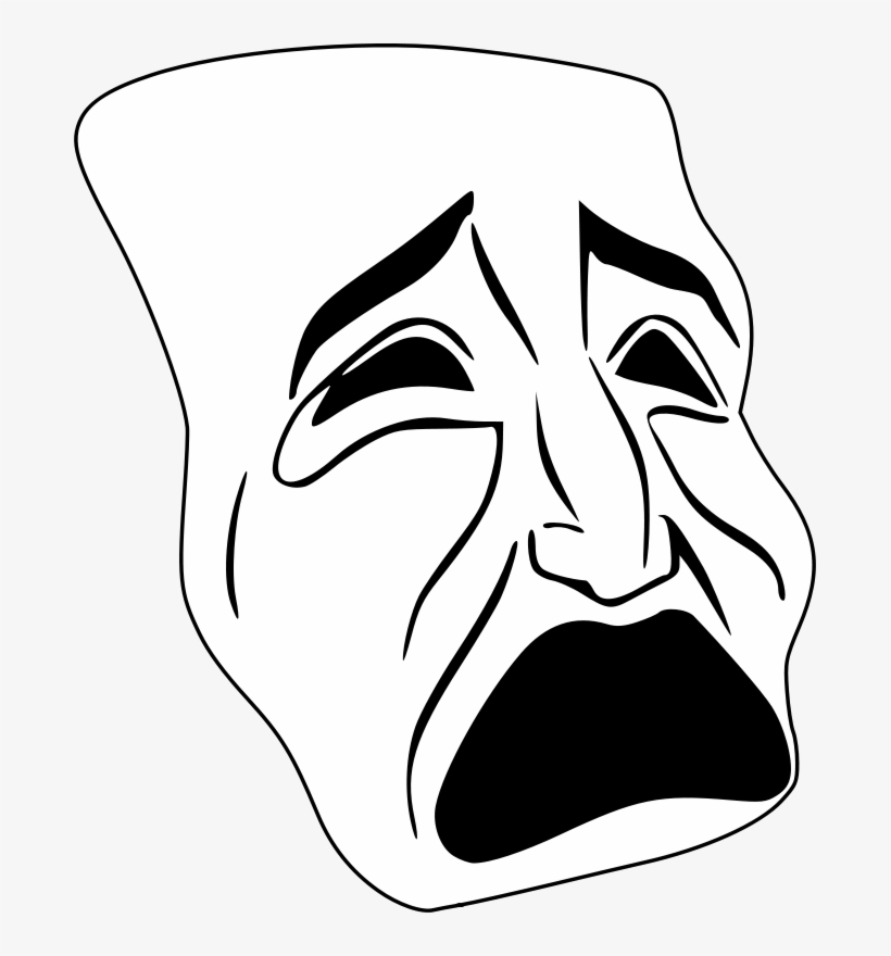 Tragedy Mask Theatre Drama Sock And Buskin - Tragedy Mask Clip Art PNG ...