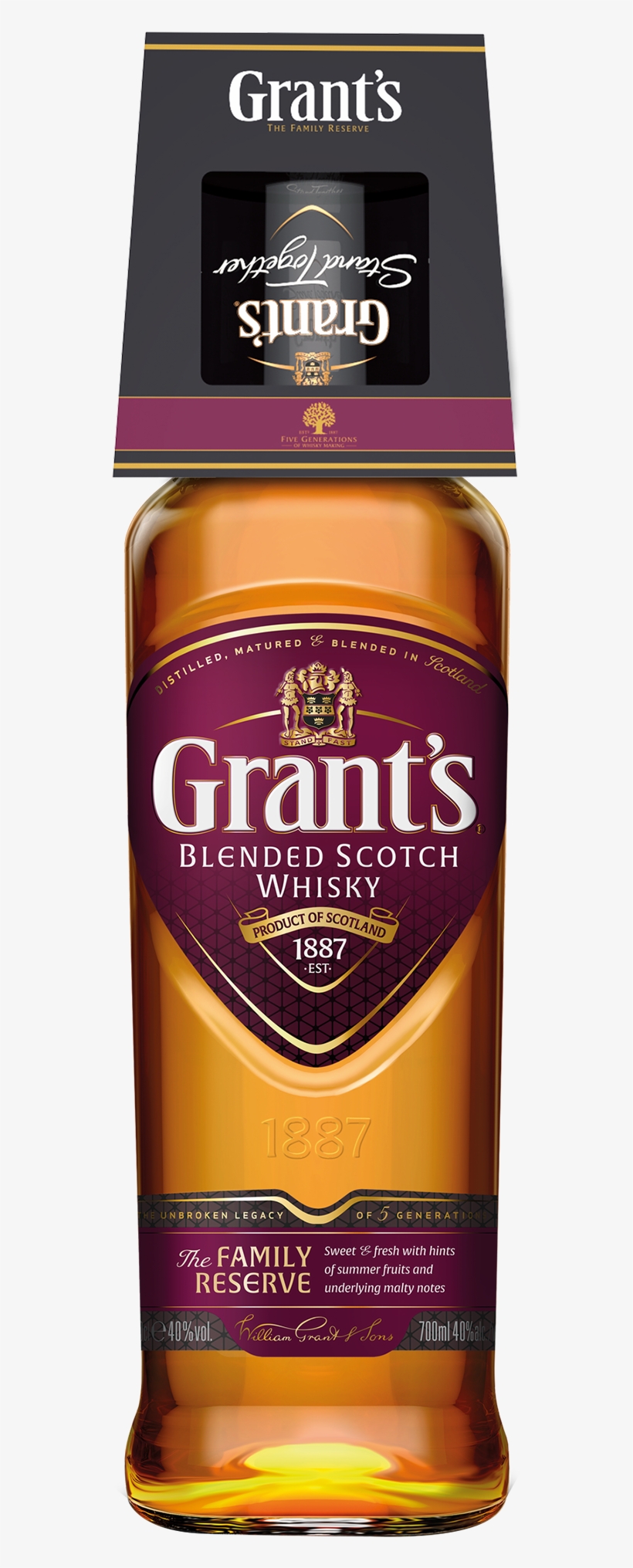 Download Grants With Collector Glass Bottle - Grant's | Transparent PNG ...