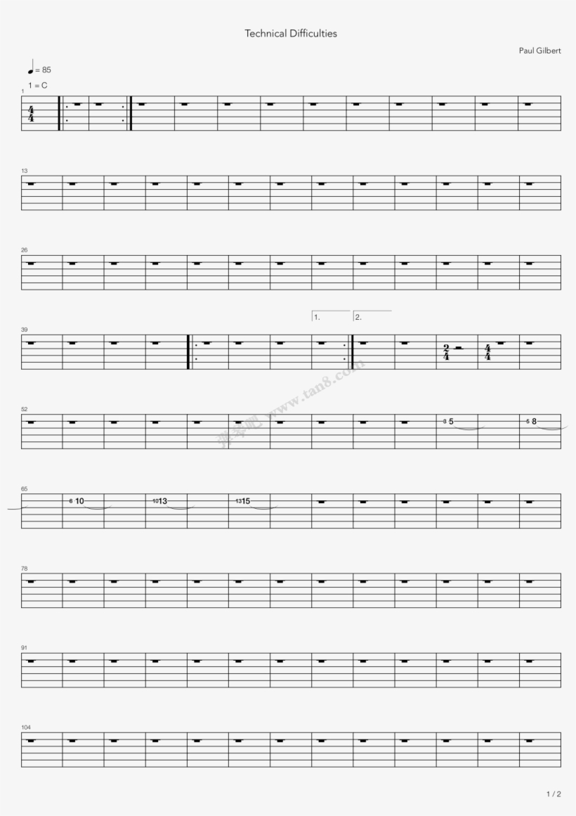 Technical Difficulties 电吉他 第1张图 - Sheet Music PNG Image | Transparent ...