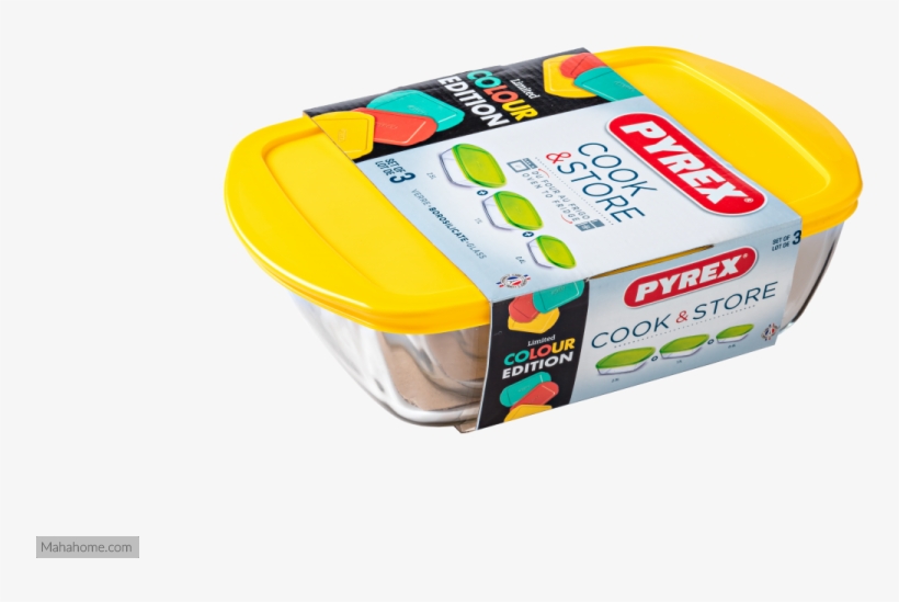 Pyrex 3 Piece Cook And Store Storage Set Yellow - Set Of 2 Glass ...