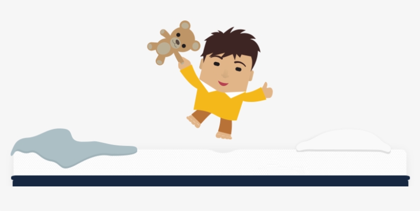Download Kid Jumping On Memory Foam Mattress - Cartoon | Transparent ...