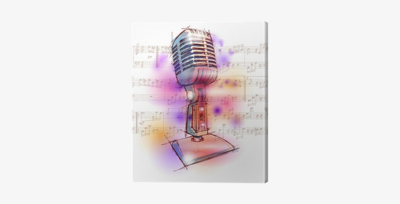 Vector Classic Microphone, Watercolor Background & - Watercolor ...