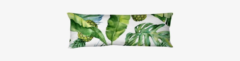 Seamless Watercolor Illustration Of Tropical Leaves - Malloom Pillow ...