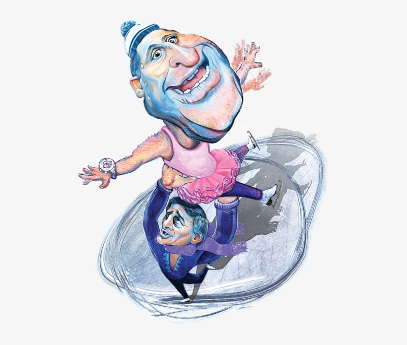 John Key And Bill English Of The National Party, Skating - Illustration ...