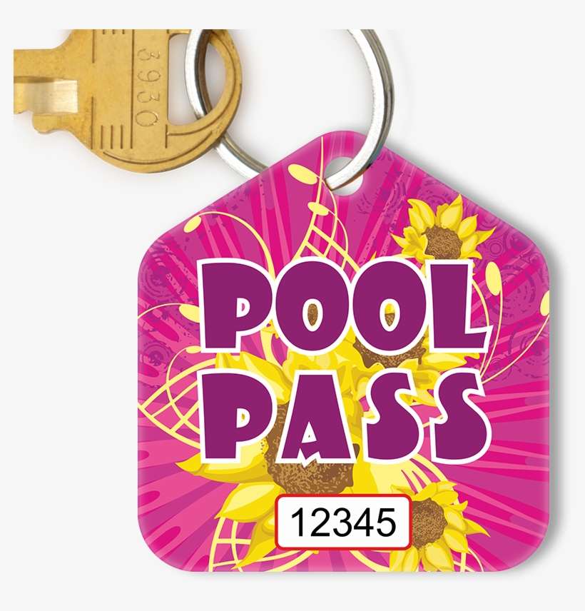 Pool Pass In Pentagon Shape, Flowers Print - 100 Custom Anti Tamper ...