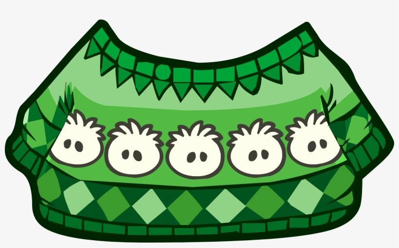 Holiday Puffle Story Icon - Club Penguin Green Sweater PNG Image ...