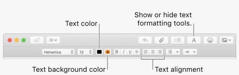 The Toolbar And Formatting Bar In A New Message Window - Email PNG ...