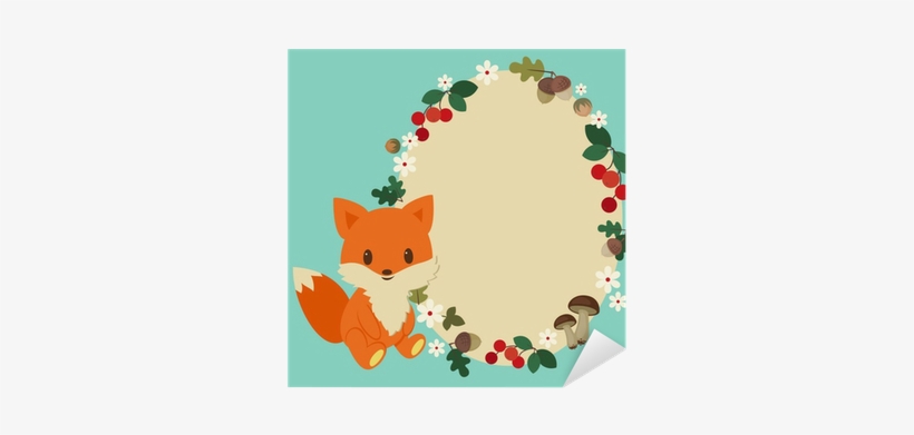 Download Forest Childish Frame With Cute Baby Fox Sticker • - Fox ...