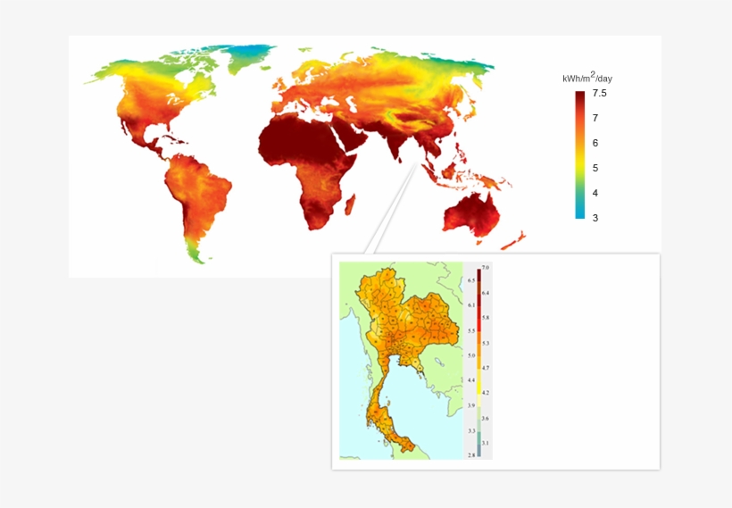 Thailand Map Of Potential Solar Power - World Map PNG Image ...